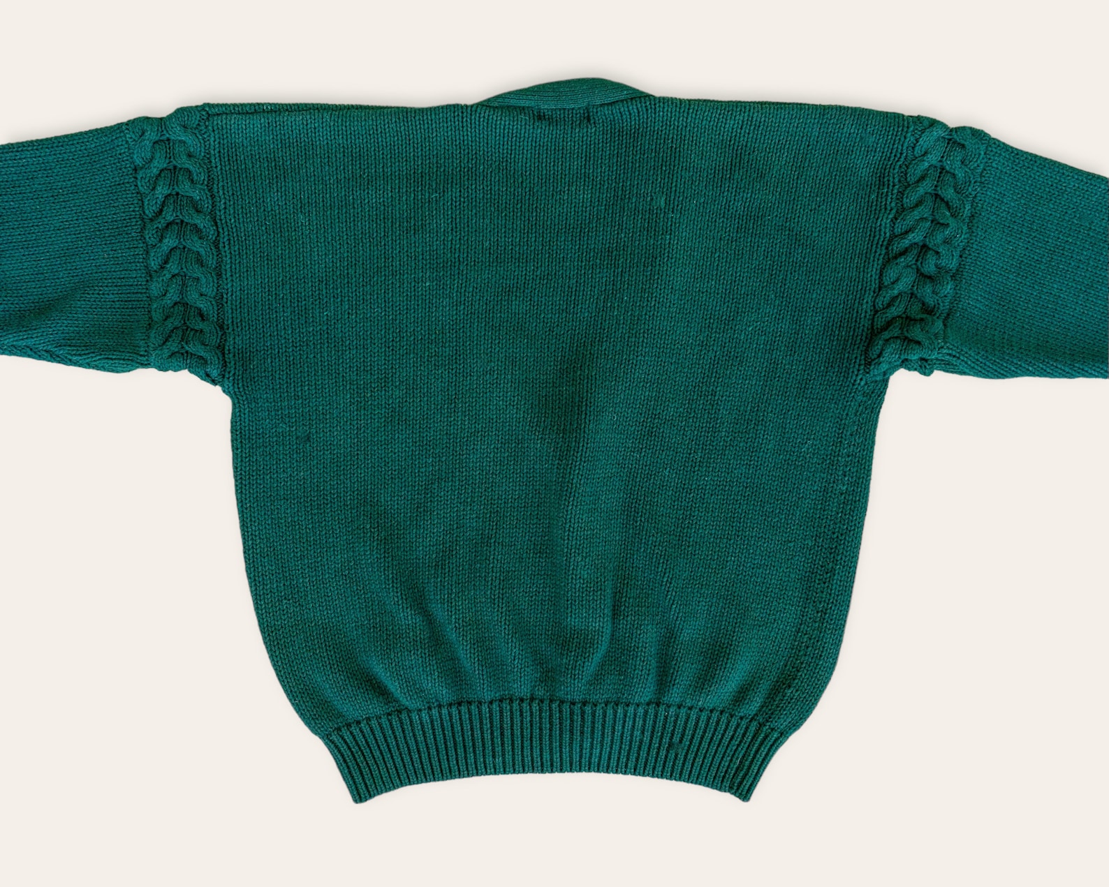 Structure Heavy Knit Cotton Cardigan Sweater With Green Argyle Print ...