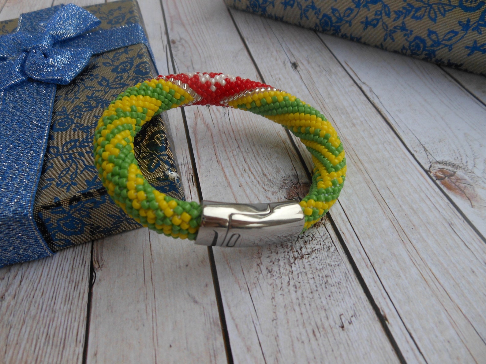 Idde De Orula Con Detalles De Shango Bracelet Shango Jewelry Beaded ...