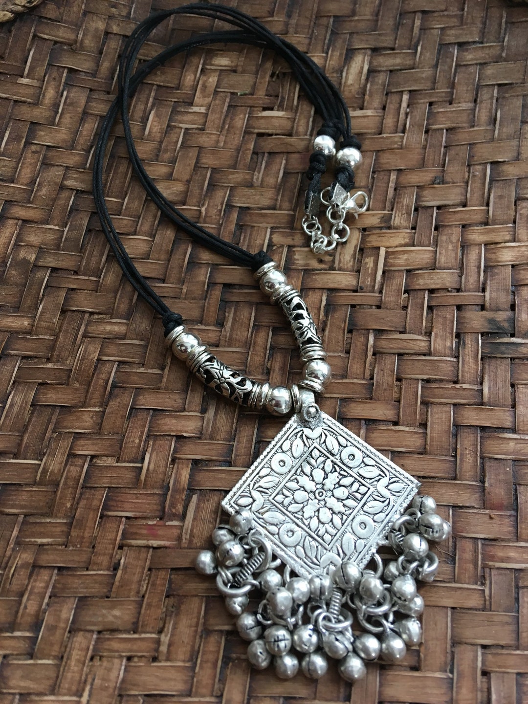 Handmade Kuchi Silver Pendant Necklace, Boho Tribal Jewelry - Etsy