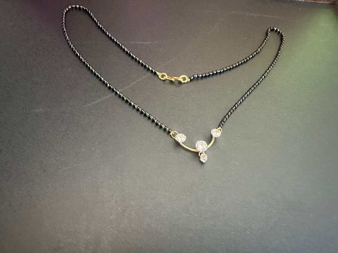 Black Bead Necklace, Ethnic Indian Nuptial Chain, Indian Mangalsutra ...