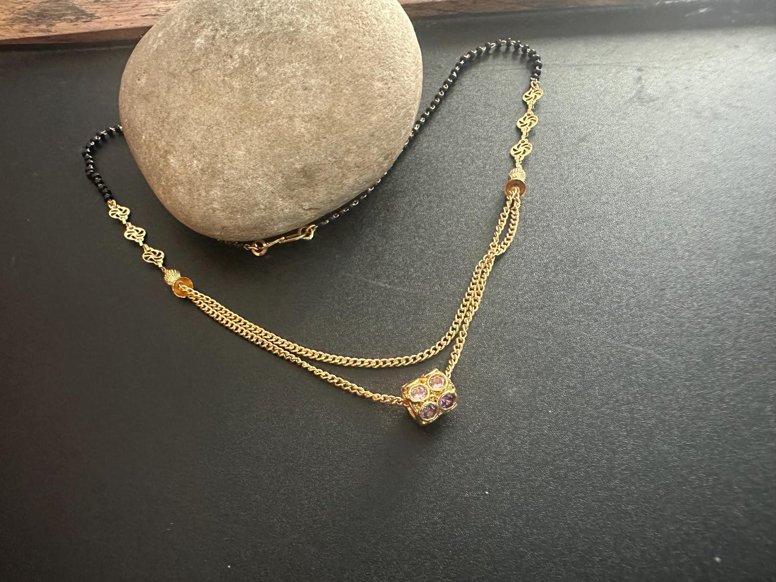 Black Bead Necklace, Ethnic Indian Nuptial Chain, Indian Mangalsutra ...