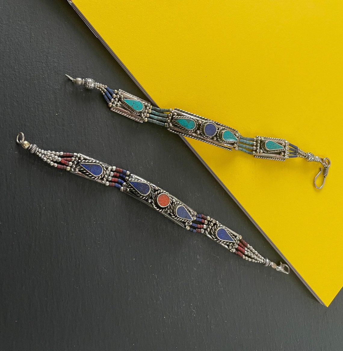 Silver Nepali Gemstone Bracelet Silver Tibetan Turquoise - Etsy