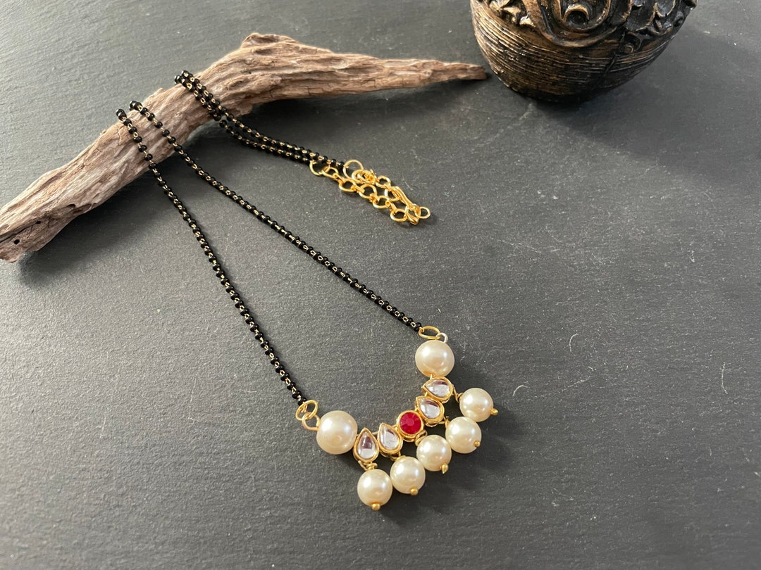 Black Bead Necklace, Ethnic Indian Nuptial Chain, Indian Mangalsutra ...