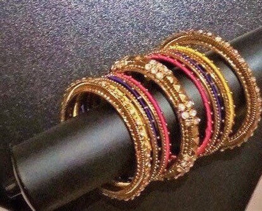 Handmade Silk Thread Multicolour Metal Bangle, Multicoloured Bracelet ...