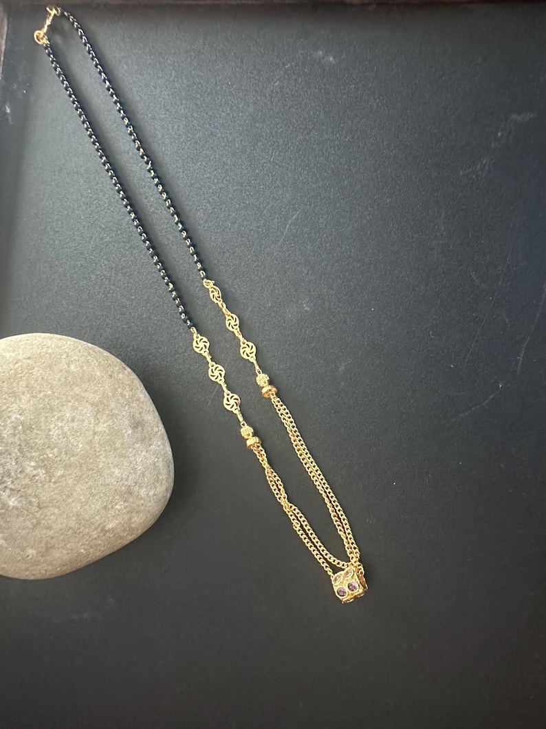 Black Bead Necklace, Ethnic Indian Nuptial Chain, Indian Mangalsutra ...