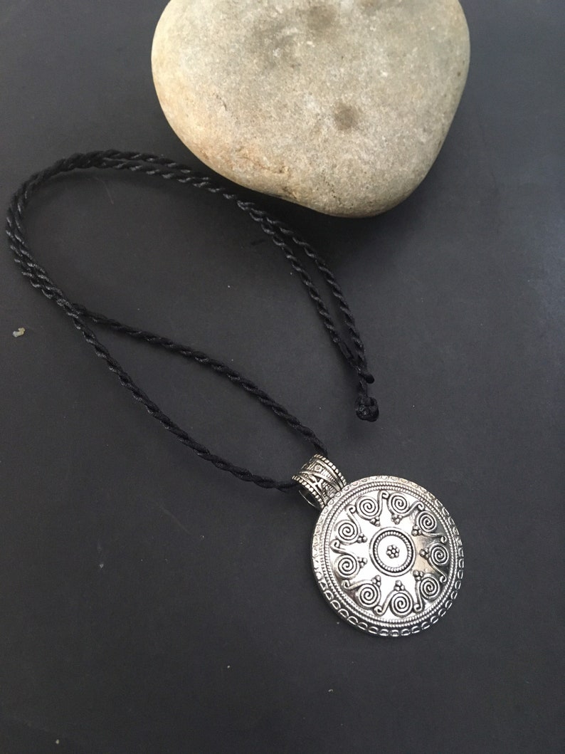 Black Cord Long Necklace With Silver Pendants Long Dori Etsy 4444