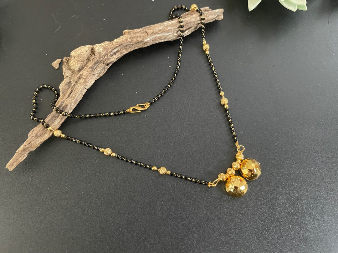 Black Bead Necklace, Ethnic Indian Nuptial Chain, Indian Mangalsutra ...