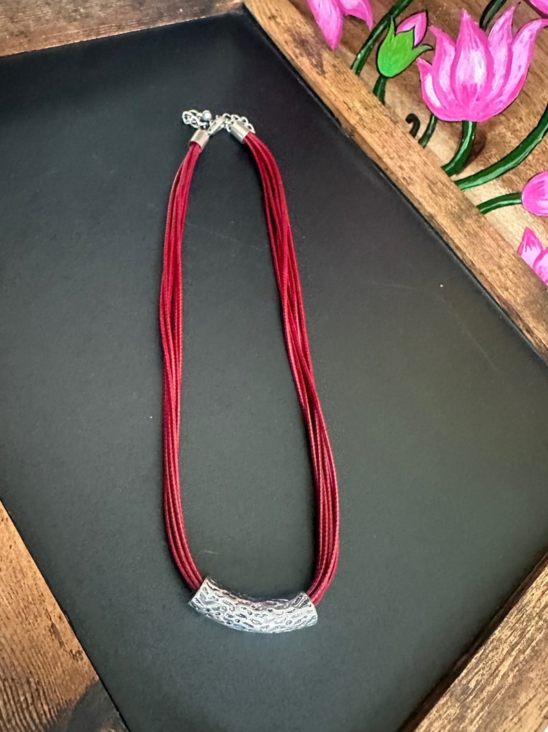 Red Boho Cord Chocker Necklace, Indian Thread Necklace,red Thread ...