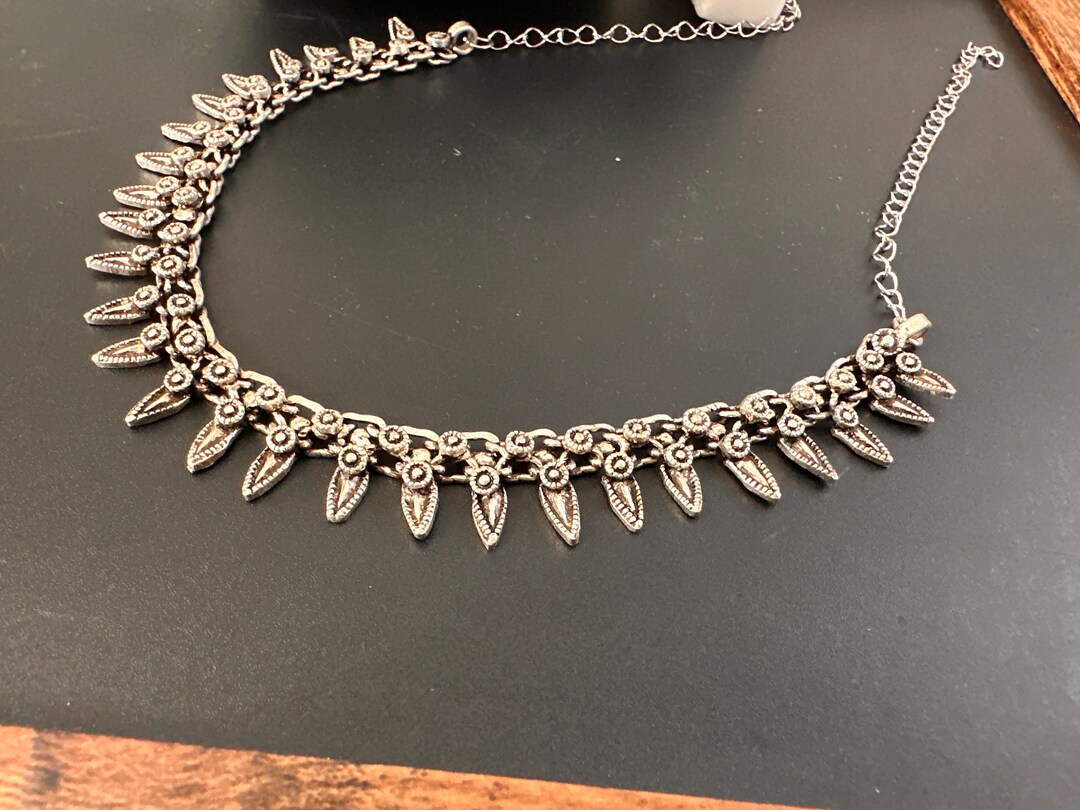 Indian Silver Chunky Choker Necklace,tibetan Silver Chain Choker ...