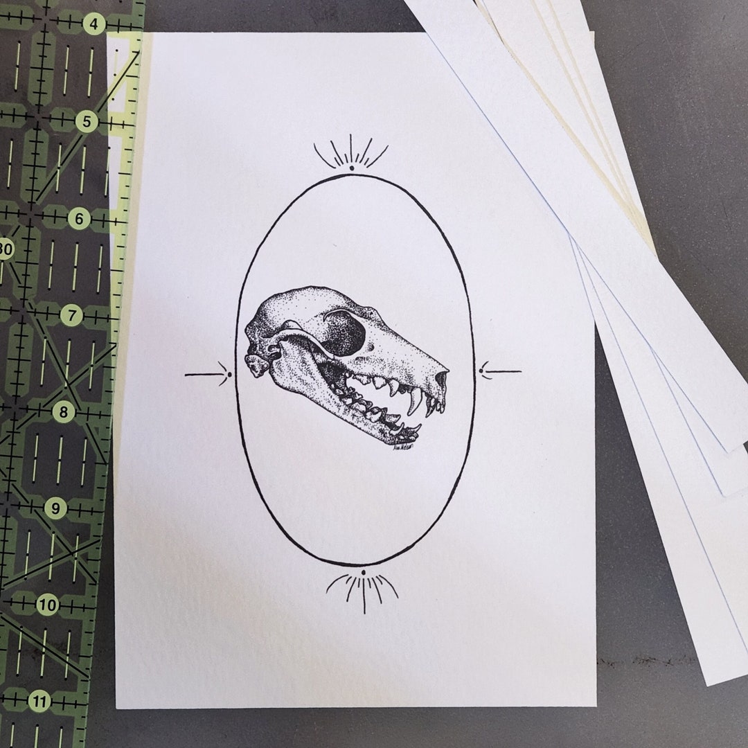 Flying Fox Skull Stippled Giclee Print - Etsy