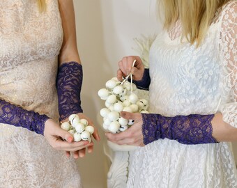 Purple lace gloves | Etsy