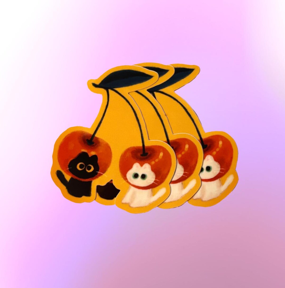 Cherry Cat Duo 2" Stickers - Etsy