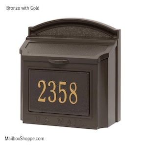 Whitehall Wall Mount Mailbox - Cast Aluminum Mail Box - Includes ...