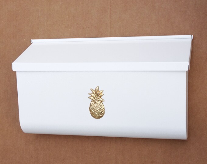 White Wall Mailbox With Brass Pineapple - Etsy