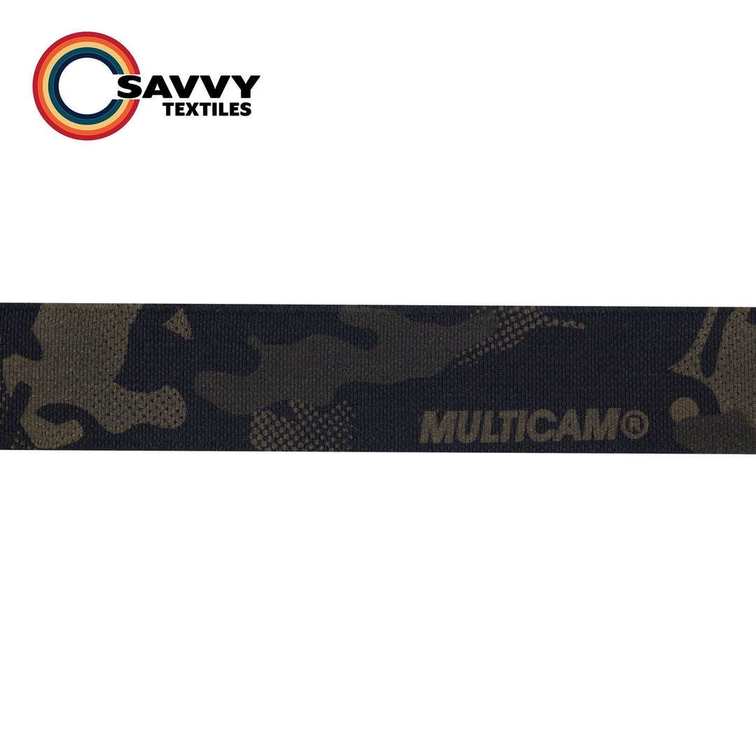 1" Mil-spec Elastic, Nylon, Webbing, Multicam Black, 1 Side Print, MIL ...