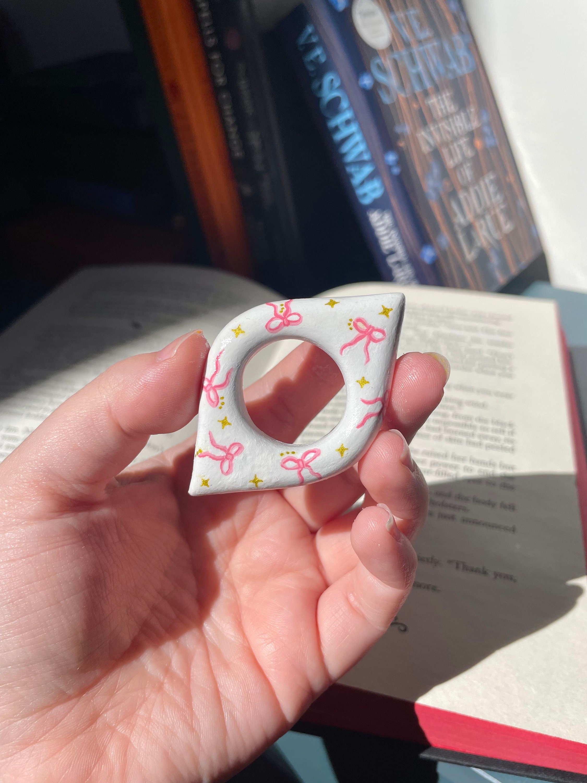 Coquette Ribbon Thumb Book Page Holder Handmade and Hand Painted ...