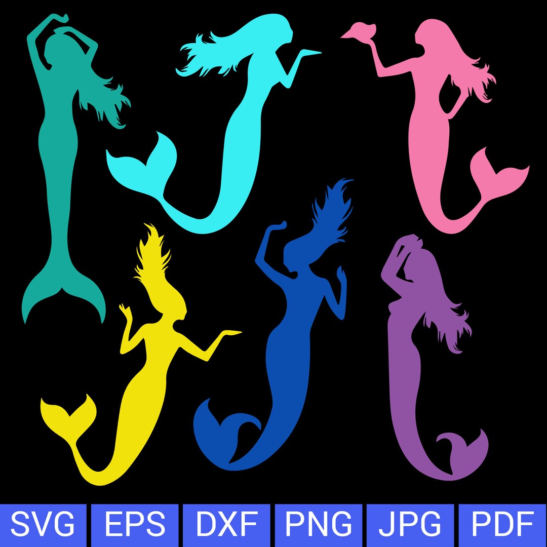 Sirena svg Sirena clipart verano svg Silueta sirena Cola de - Etsy España