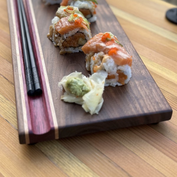 Wooden Sushi Board Set - Etsy