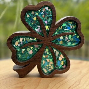 Shamrock, Four Leaf Clover, St Patricks Day Decor, Dichroic Glass Art ...