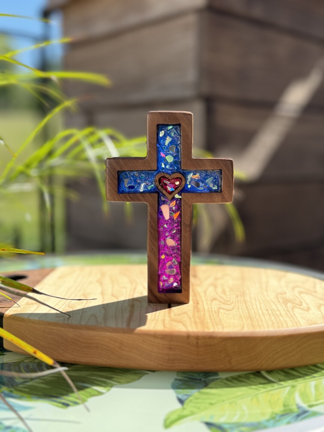 Religious Cross, Cross, Dichroic Glass Art, Mourning Gift - Etsy