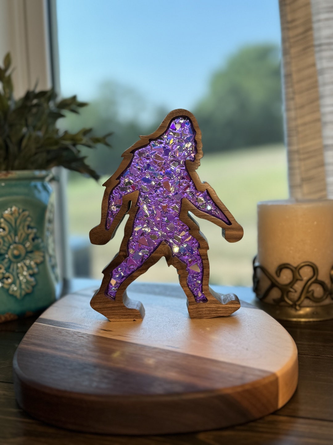 Bigfoot Art, Sasquatch Decor, Dichroic Glass Art, Light Catcher, Yeti ...