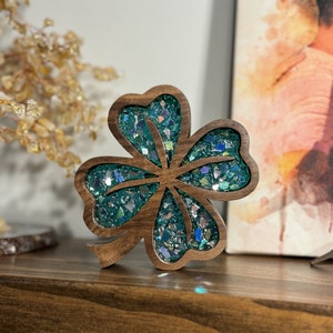 Shamrock, Four Leaf Clover, St Patricks Day Decor, Dichroic Glass Art ...
