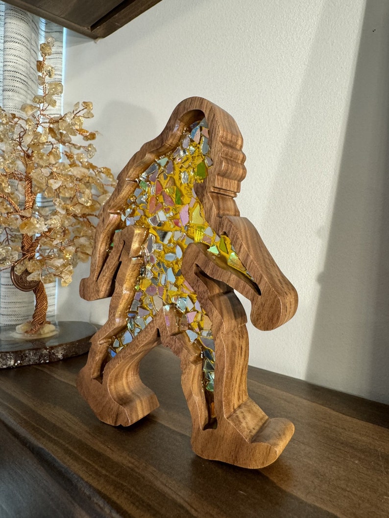 Sasquatch, Bigfoot, Light Catcher, Dichroic Glass Art, Yellow - Etsy