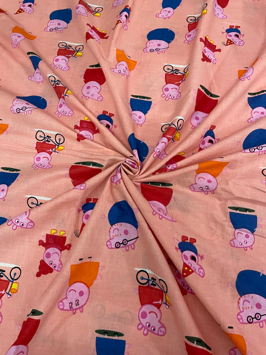 Peppa Pig Print, Quirky Fabric,soft and Sewing Fabric, Sustainable ...