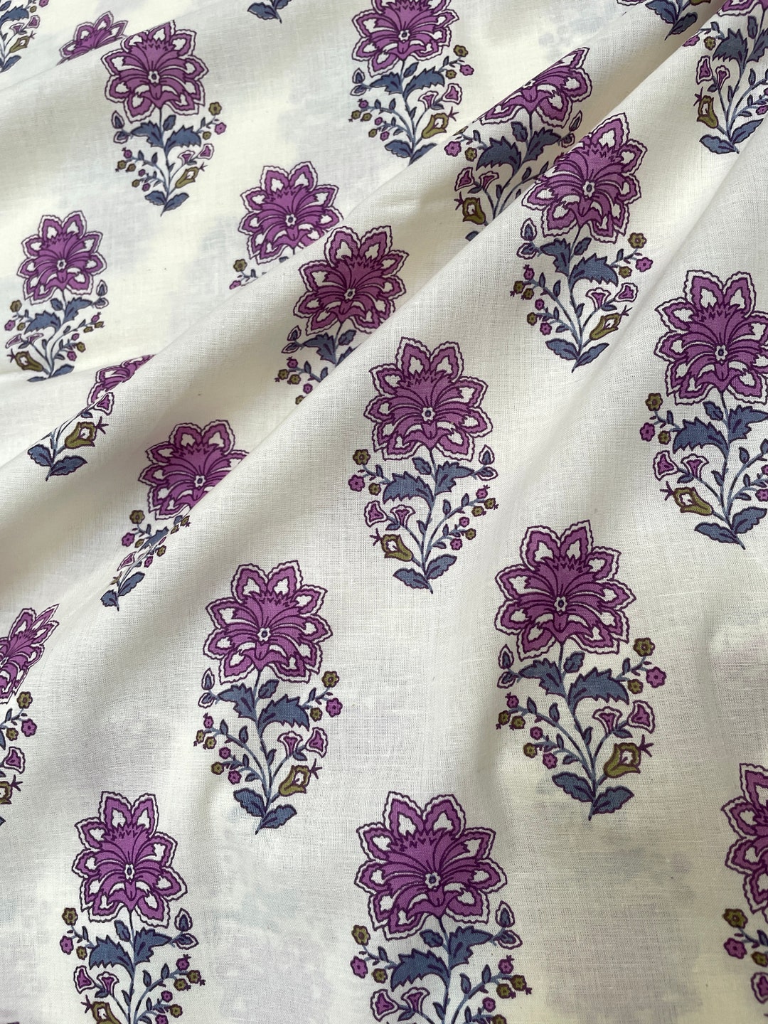 Purple Flower Print Fabric, Soft Fabric, Sustainable Fashion, 100% ...