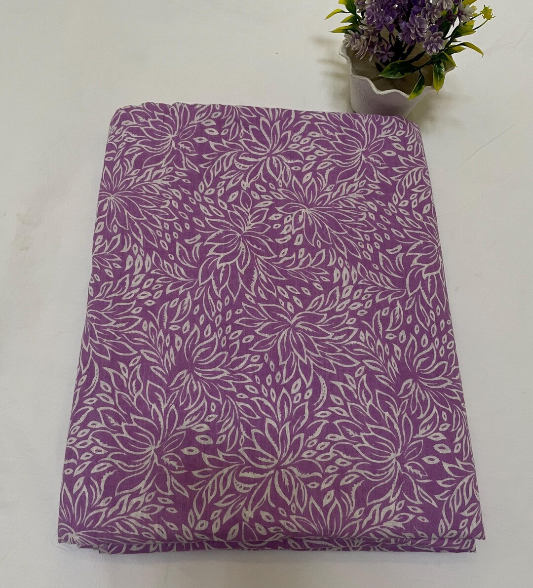 Purple Floral Print Fabric, Soft Fabric, Sustainable Fashion, 100% ...