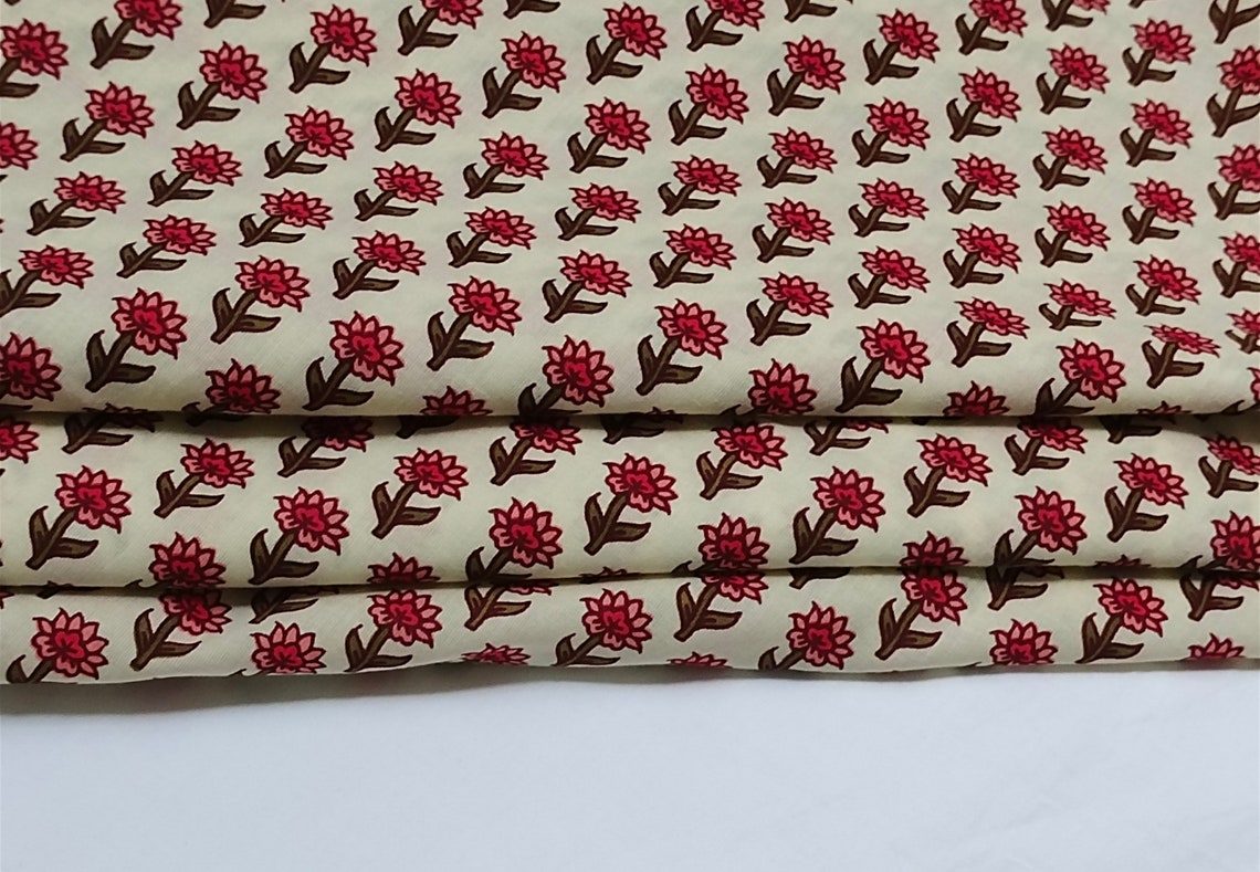 Small Motifs Print Fabric, Soft Fabric, Sustainable Fashion, 100% ...