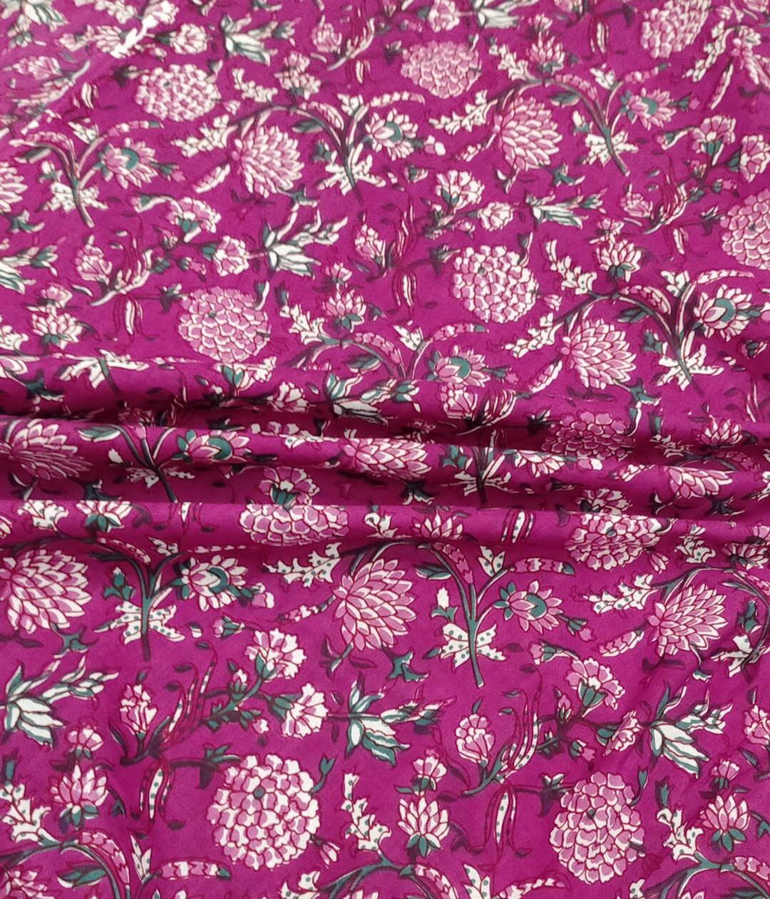 Purple Floral Print Fabric, Soft Fabric, Sustainable Fashion, 100% ...