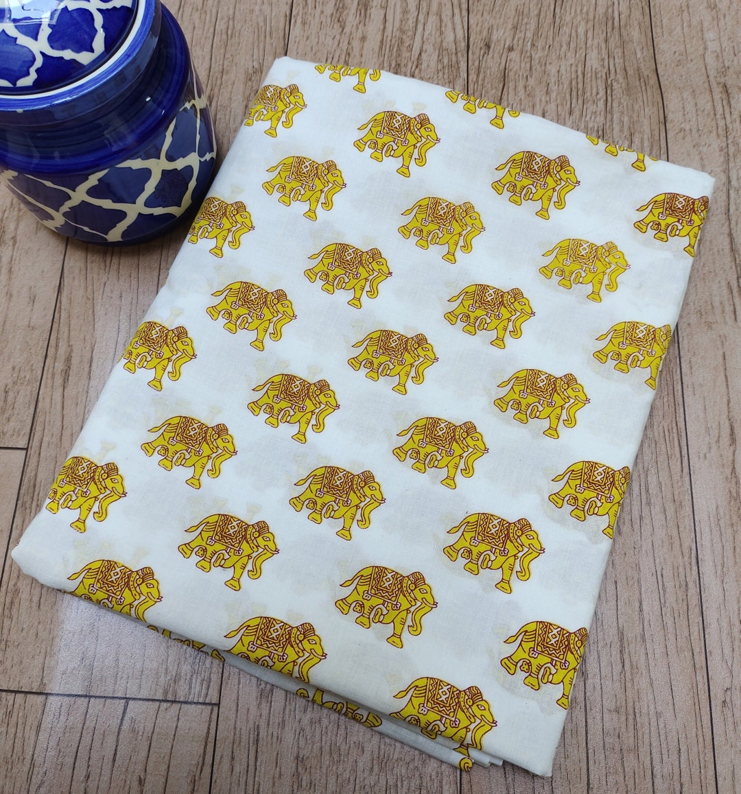 Yellow Elephant Print, Soft Fabric, Sustainable Fashion, 100% Cotton ...