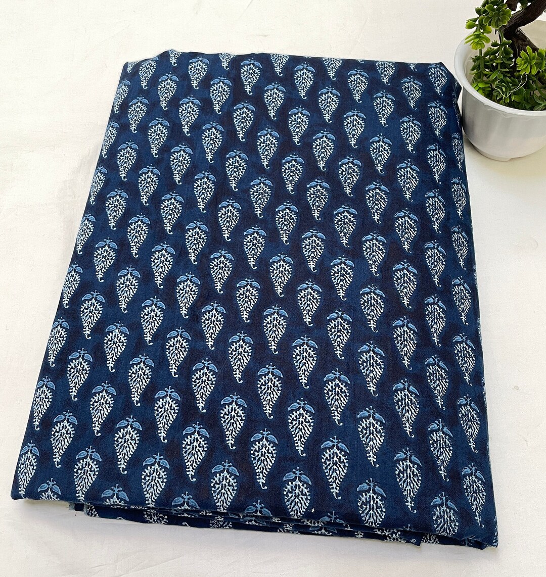 Indigo Paisley Print Fabric, Soft Fabric, Sustainable Fashion, 100% ...