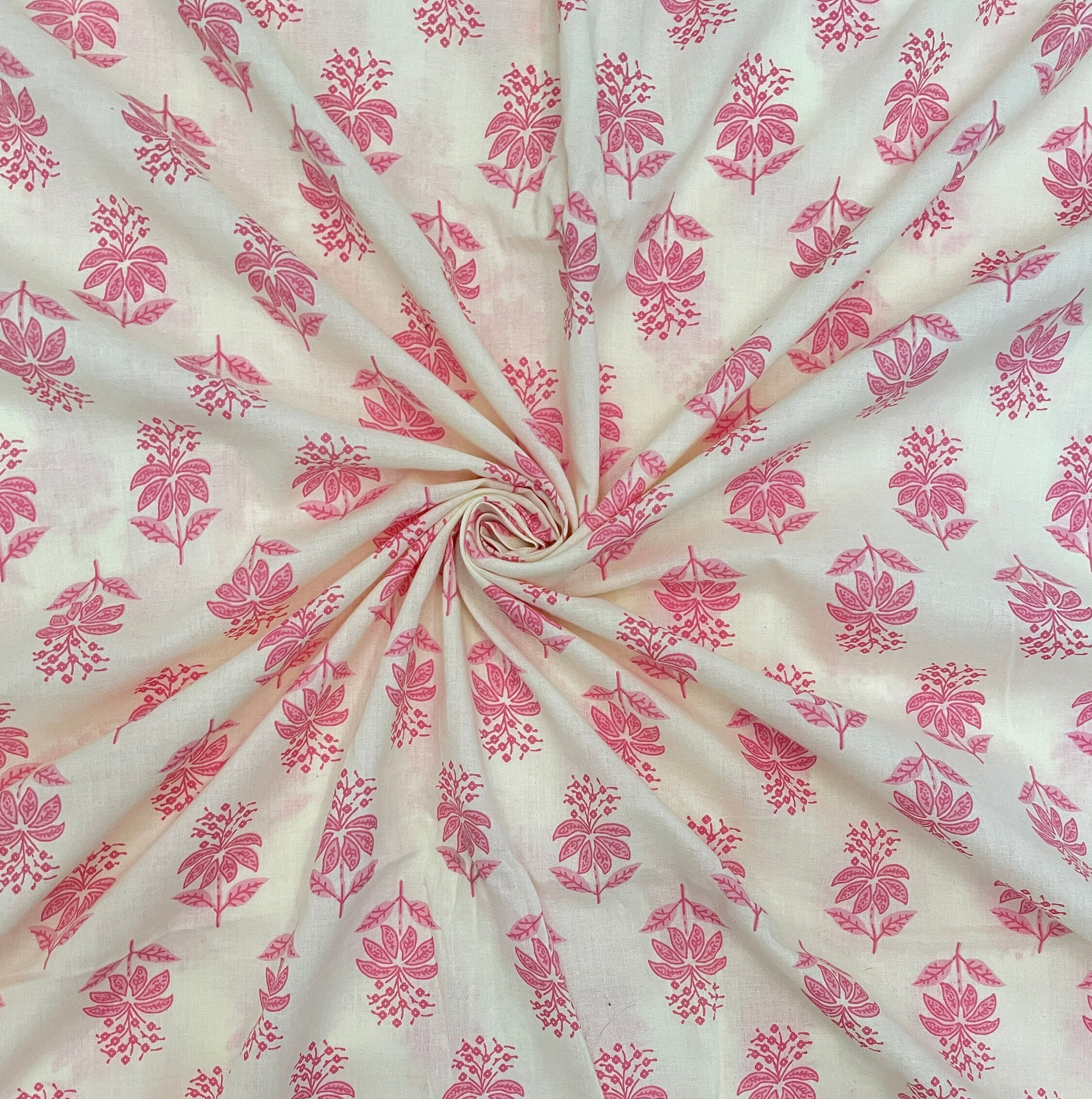 Pink Motifs Print Fabric , Soft Fabric, Sustainable Fashion, 100% ...