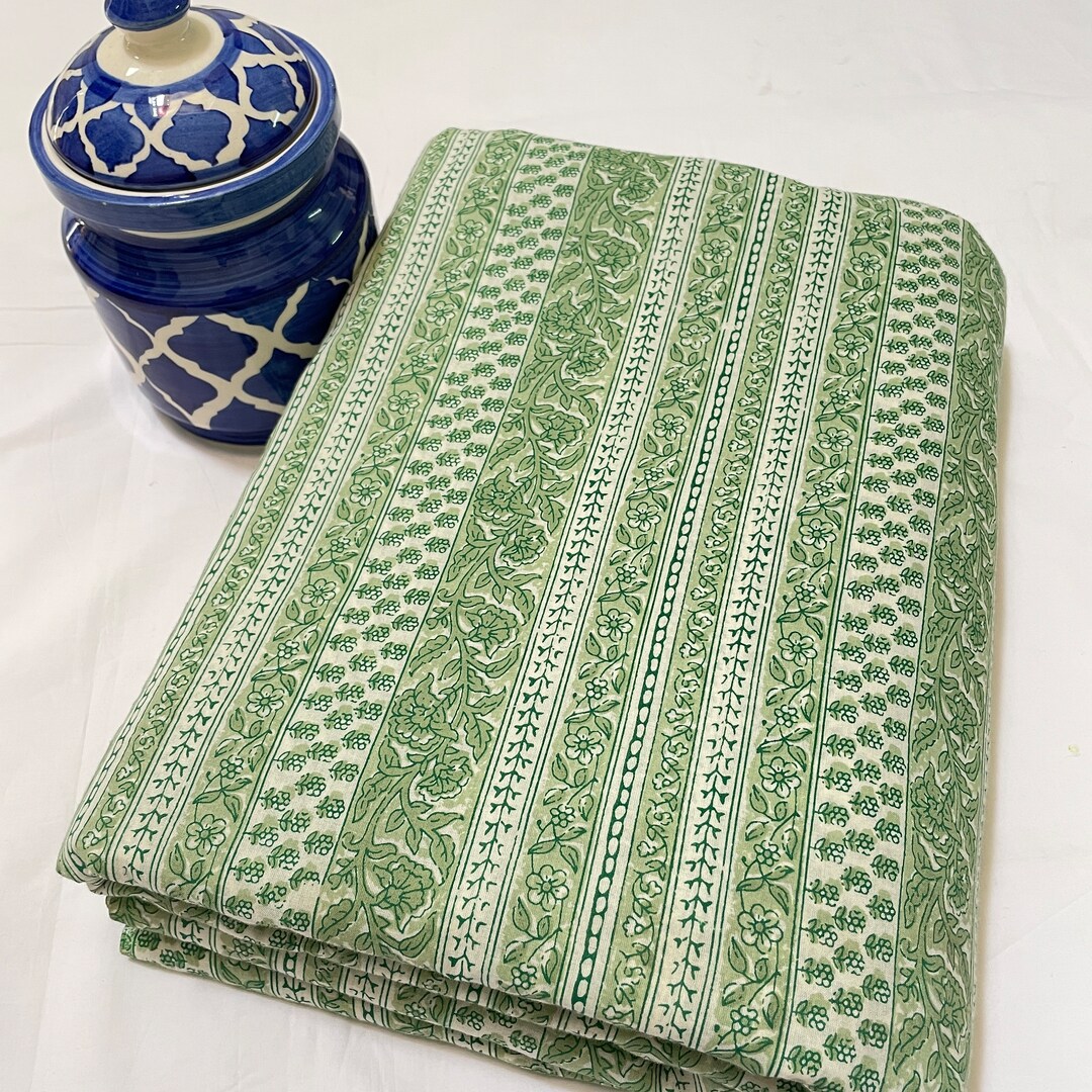 Green Border Print, Soft Fabric, Sustainable Fashion, 100% Cotton ...