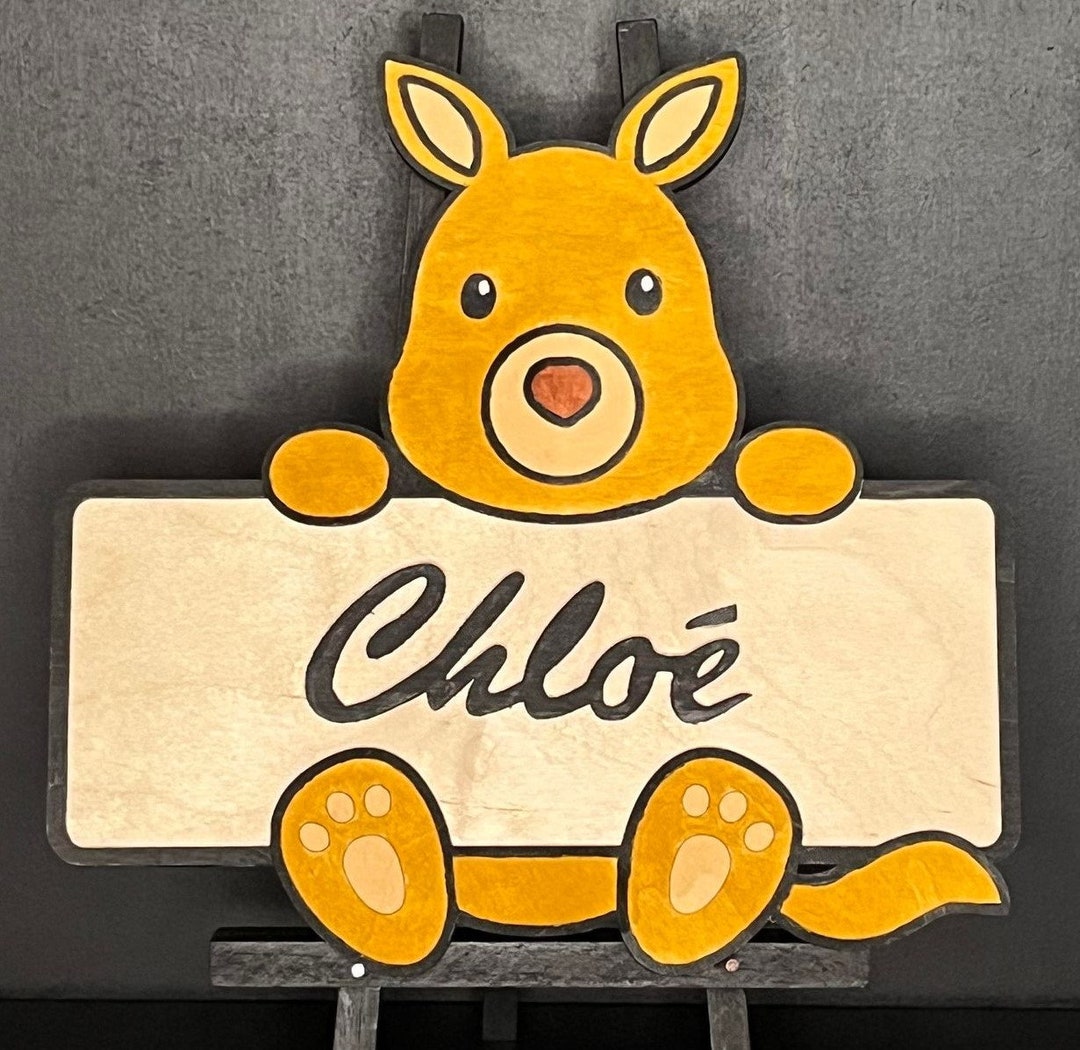 Kangaroo Door Sign for Children's Room Personalized Sign Kangaroo Child ...