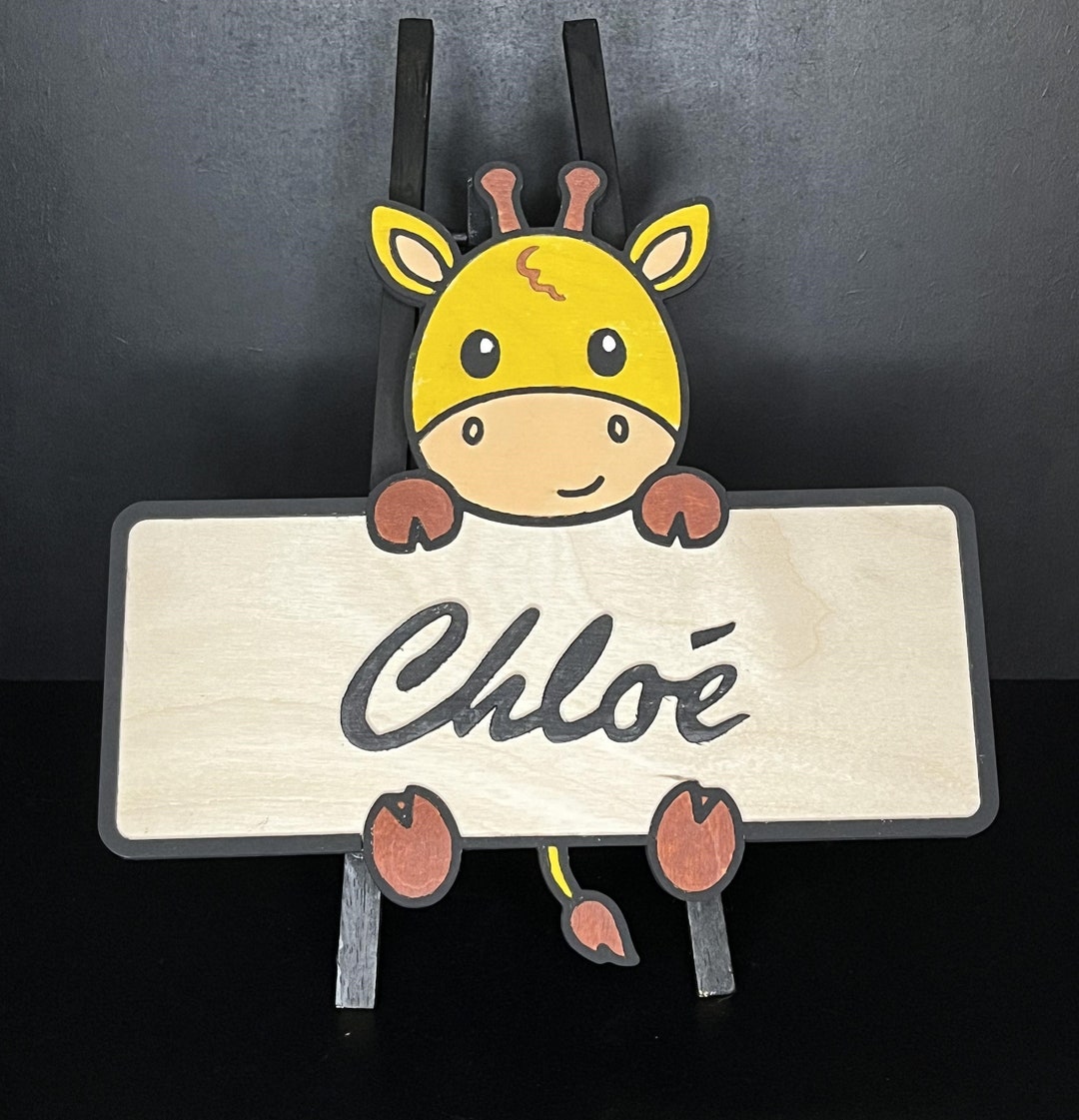 Giraffe Door Sign for Children's Room Customizable Sign Giraffe Child ...