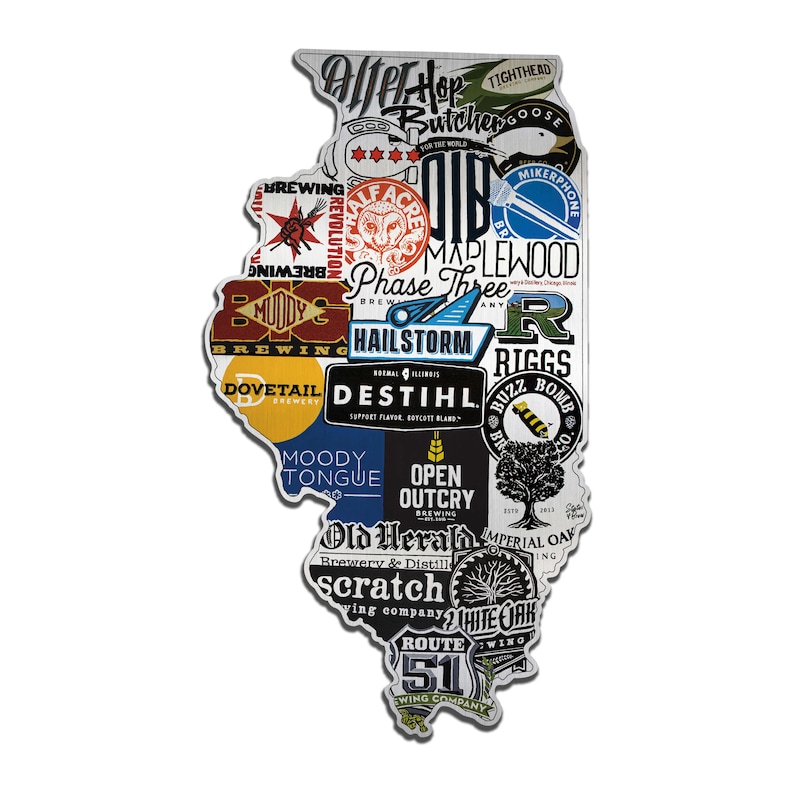 Illinois Craft Beer Map Sign: Brewery Wall Art Decor - Etsy