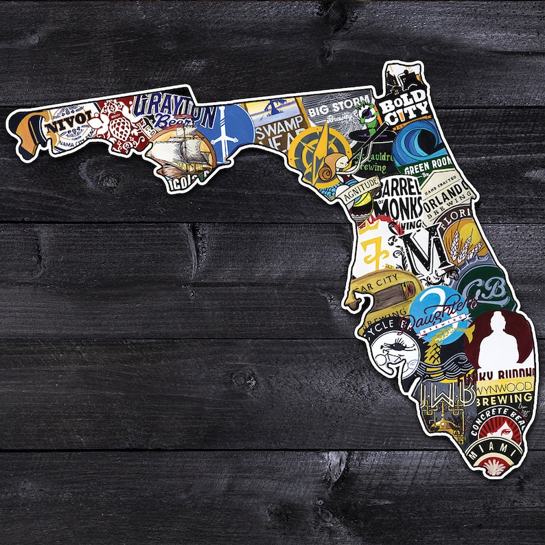 The Aleigator State Florida Craft Beer Signs Beer Map - Etsy