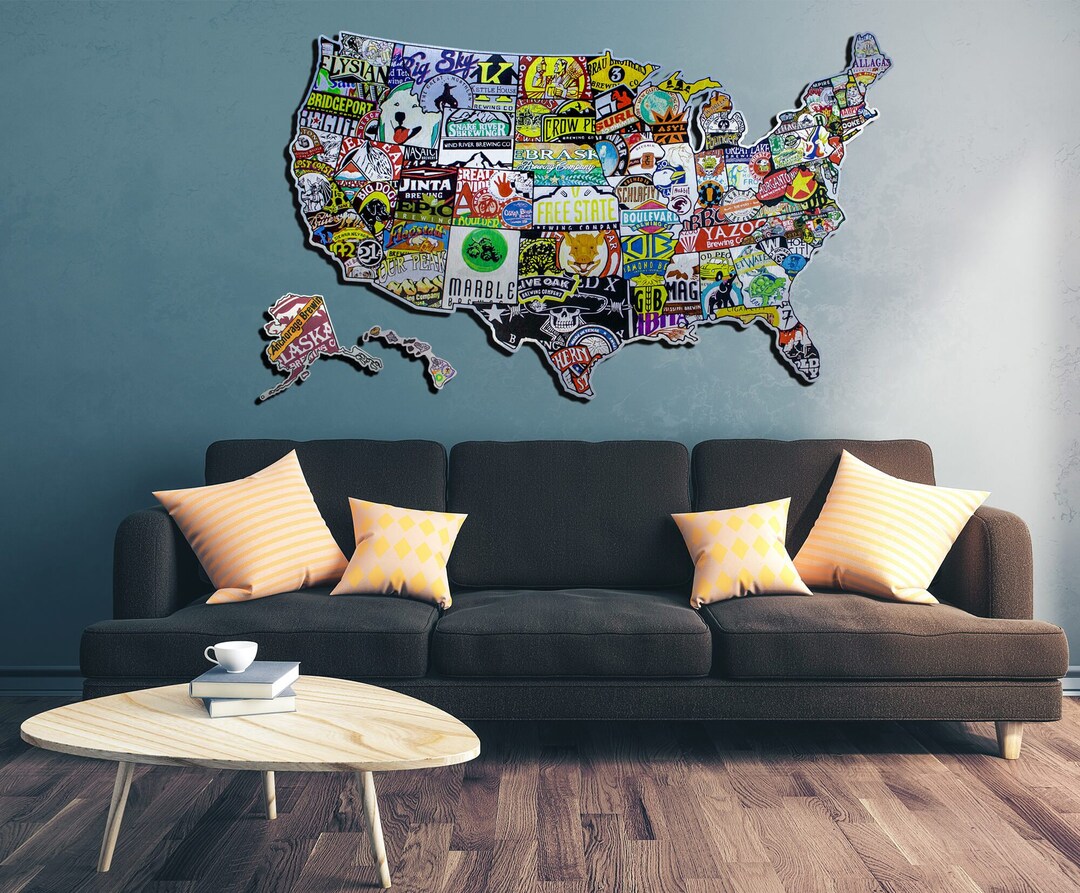 Wall Décor Craft Beer Art United States, Craft Beer Sign, Beer Map USA ...