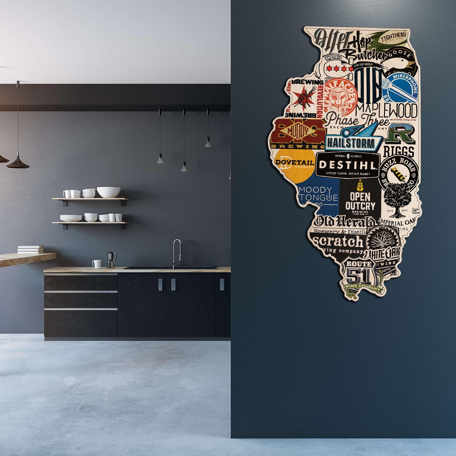 Illinois Craft Beer Map Sign: Brewery Wall Art Decor - Etsy
