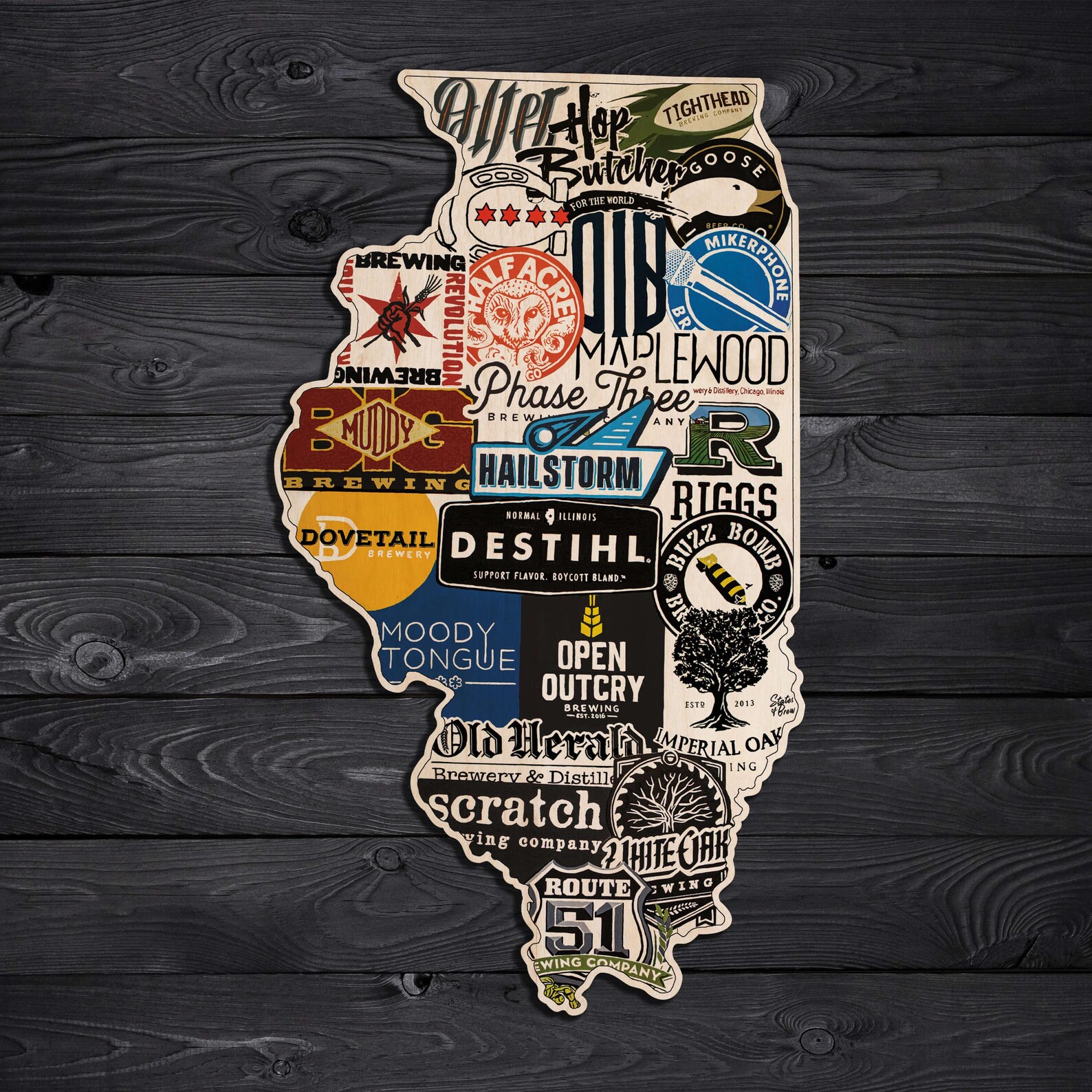 Illinois Craft Beer Map Sign: Brewery Wall Art Decor - Etsy