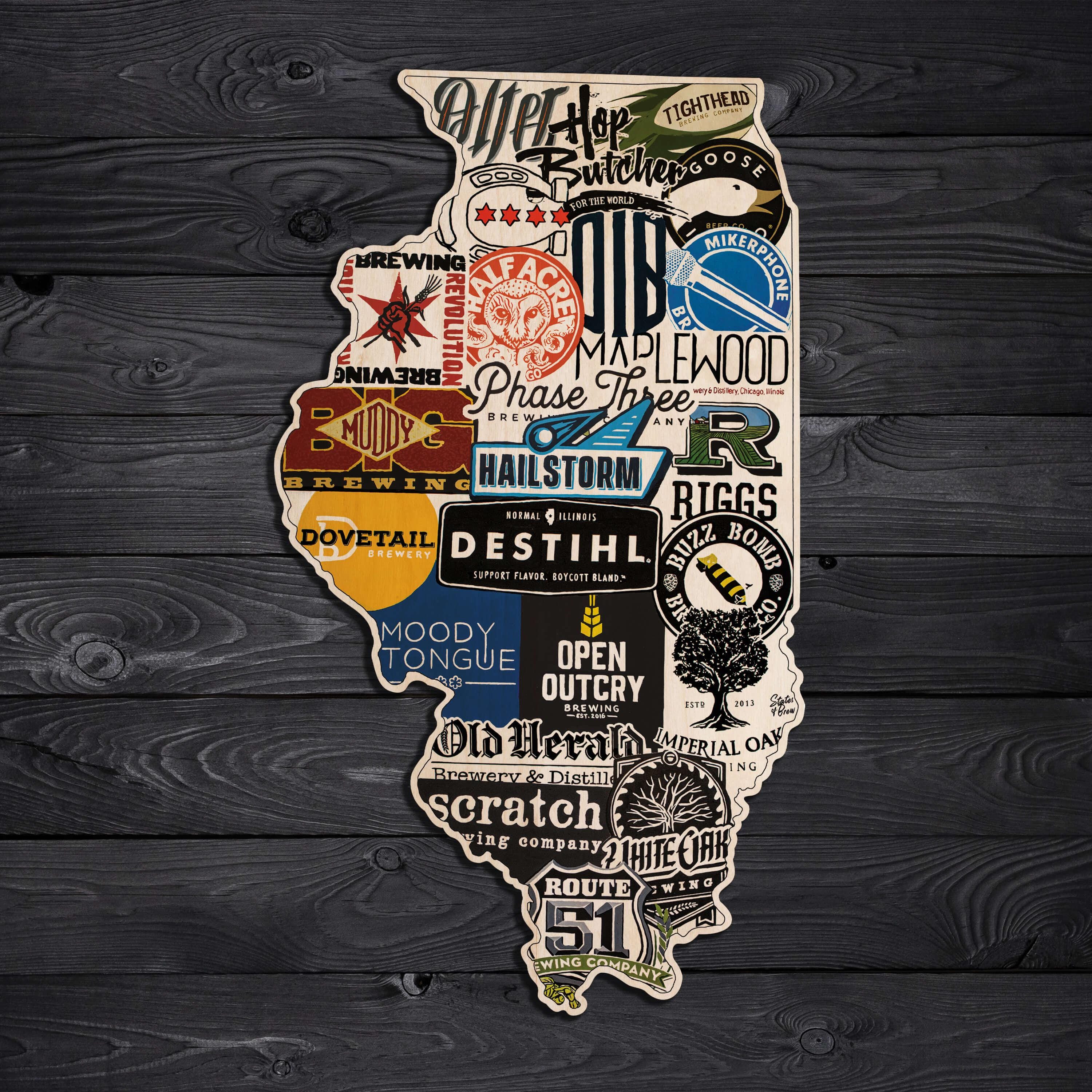 Illinois Craft Beer Map Sign: Brewery Wall Art Decor - Etsy