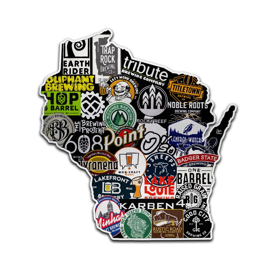 Wisconsin Craft Beer Map Sign: Brewery Art for Man Cave - Etsy