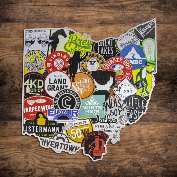 The Buckrye State Ohio Craft Beer Signs Beer Map Bonus - Etsy