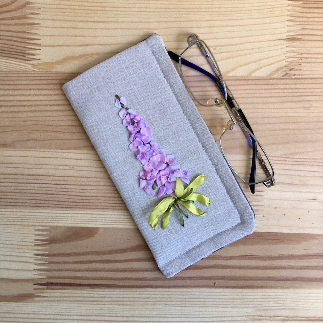 Soft Embroidered Glasses Case for Women Fabric Eyeglass Case Yucca ...