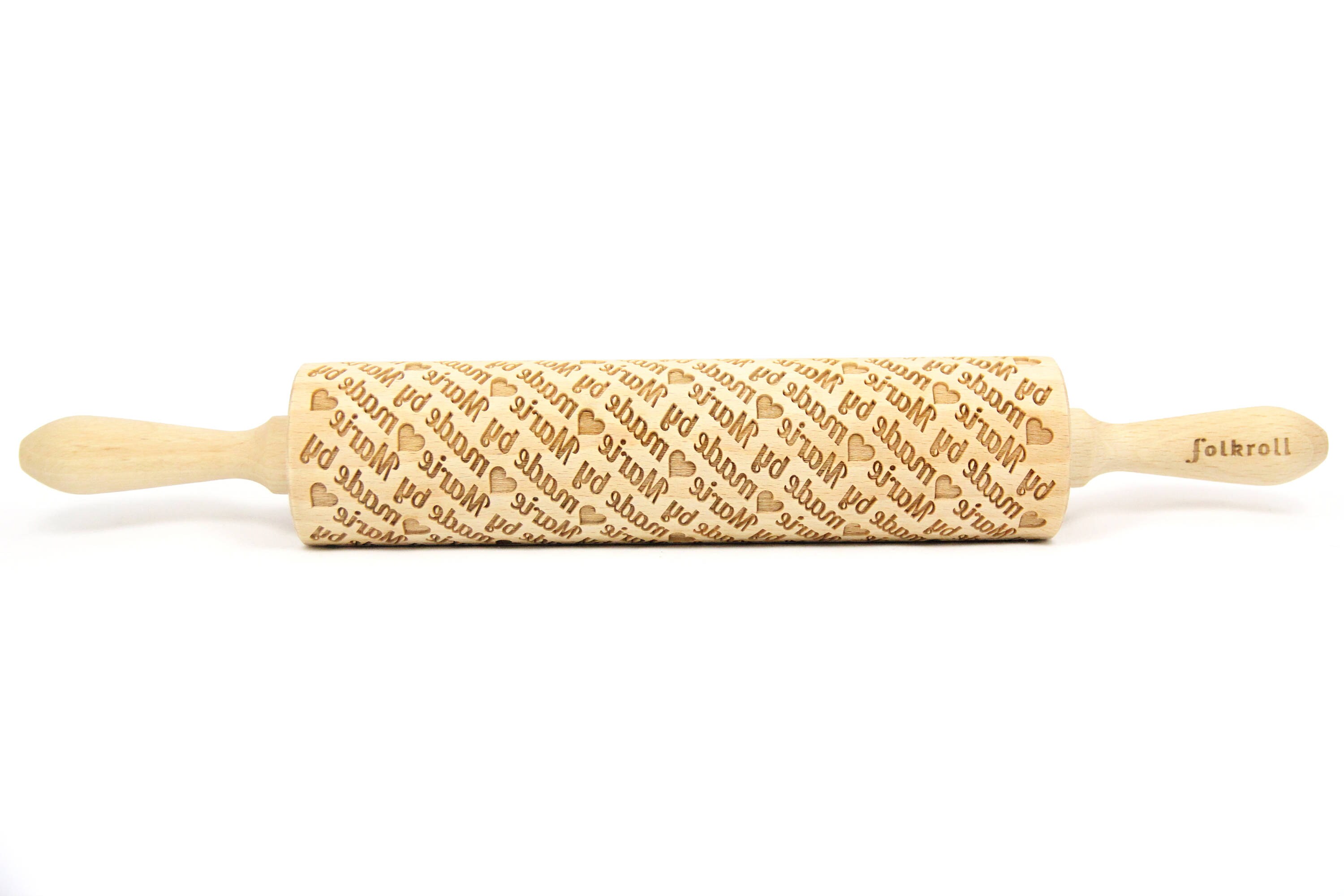 Engraved Rolling Pin for Cookies, Laser Embossed Beechwood Roller, Made ...