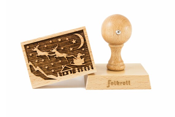 SANTAS SLEDGE Wooden Engraved Stamp for Cookies Laser Stamp - Etsy