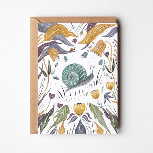 Snail Note Card Set of 10 in White or Ivory With Matching - Etsy